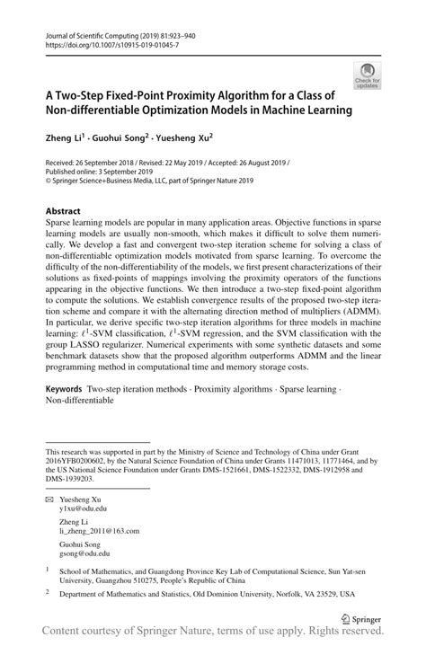 A Two Step Fixed Point Proximity Algorithm For A Class Of Non