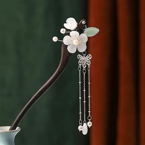 Forseven 수제 여성 나무 헤어 스틱 꽃 헤어 젓가락 머리핀 레트로 헤어 피스 중국어 웨딩 헤어 스틱 Jl헤어 주얼리 Aliexpress