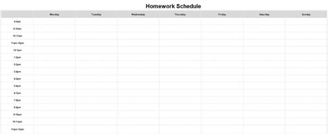 15 Free Homework Schedule Template Ms Word And Ms Excel