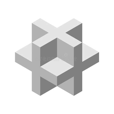 3d Isometric Box Shape Outline Small Cube In A Big Cube Abstract Dimensional Box Object Stock