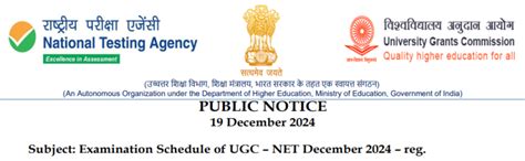 Examination Schedule Of Nta Ugc Net December 2024 Saai Academy