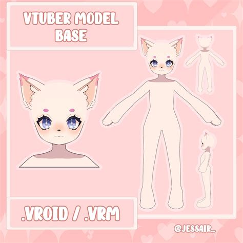 Vroid Base Model Furry Cat Girl Vtuber Base Model Etsy