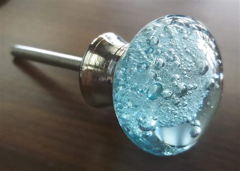 Knobsworld Aqua Blue Bubbles Glass Dresser Drawer Kitchen Cabinet Or