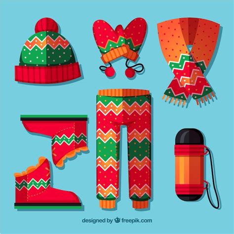 화려한 겨울 옷의 컬렉션 무료 벡터