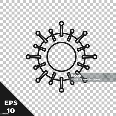 투명 한 배경에 격리 된 검은 선 바이러스 아이콘 코로나 바이러스 2019ncov 박테리아와 세균 세포암 미생물 곰팡이 벡터