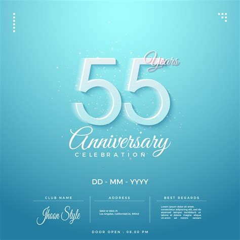 55 летие на темно синем фоне Премиум векторы