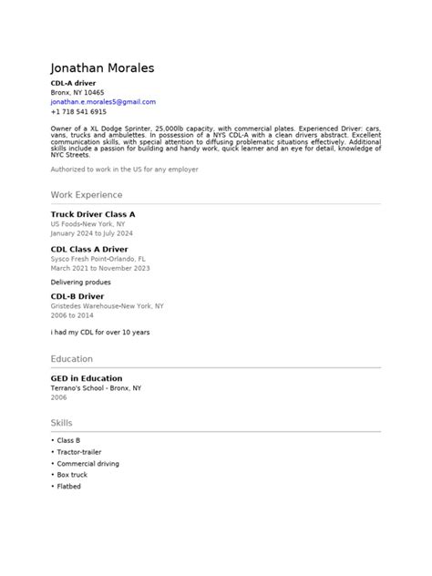 Jonathan Morales Work Experience Pdf