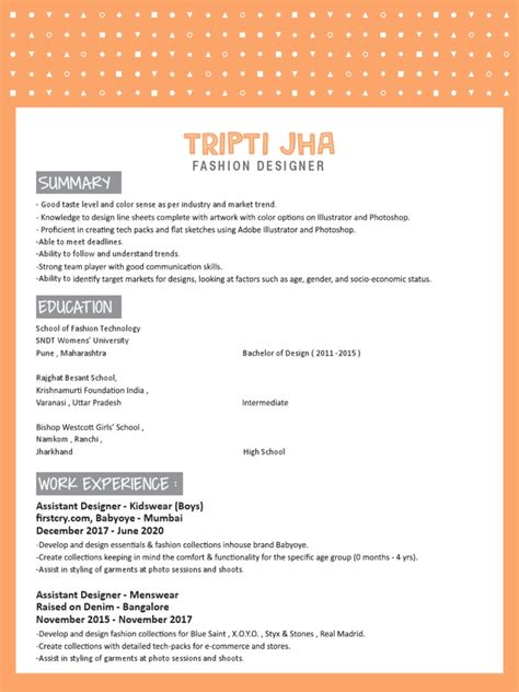 Tripti Jha Fashion Designer Pdf Fashion Clothing