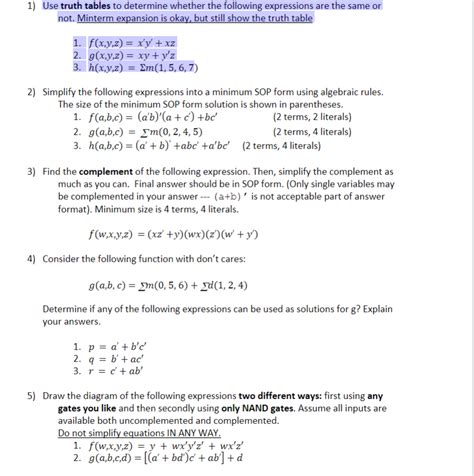 please show work use truth tables to determine