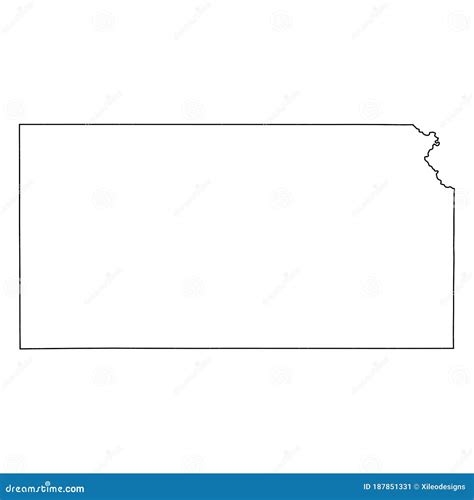 Kansas Ks State Border Usa Map Outline Stock Vector Illustration Of White American 187851331
