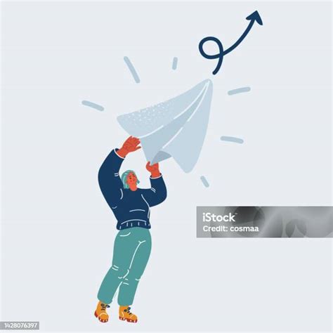 종이 비행기를 가진 여자와 개인 상표 디자인 개념의 벡터 삽화 긍정적인 피드백 개념에 대한 스톡 벡터 아트 및 기타 이미지 개념 개념과 주제 날기 Istock