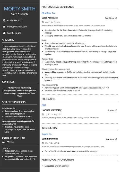 Professional Resume Templates For By Hiration