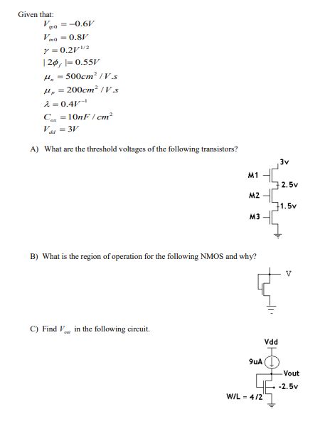 Solved Given that Vtp VVtn Vγ V ϕf Chegg com