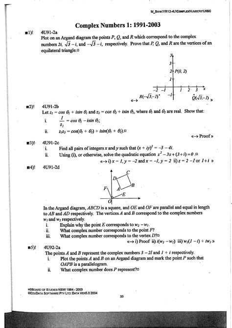 Complex Number Past Questions Studocu