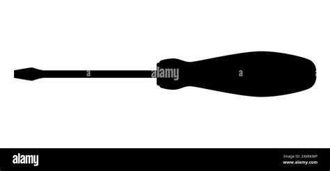 Screwdriver Silhouette Shape Black And White Vector Illustration Of