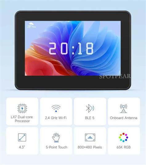 Esp32 S3 43inch Lcd B 800x480 Captive Touchscreen Display Board Lvgl