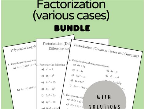 Factorization Various Cases Bundle Teaching Resources