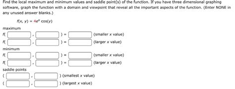 Solved Find The Local Maximum And Minimum Values And Saddle