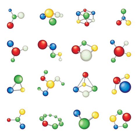 Molecule Icons Set Cartoon Style 8856749 Vector Art At Vecteezy