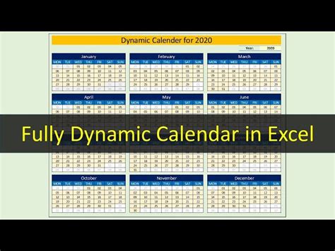 How To Create A Dynamic Yearly Calendar In Excel
