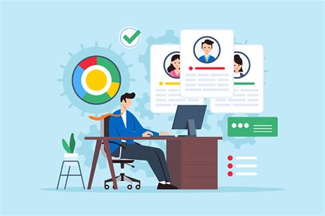 비즈니스 자원의 사용을 최적화하고 효율성을 극대화하고 관리 개념 벡터 일러스트레이션 자원 할당을 계획하고 분석하는 데스크 분석가 개념에 대한 스톡 벡터 아트 및 기타 이미지