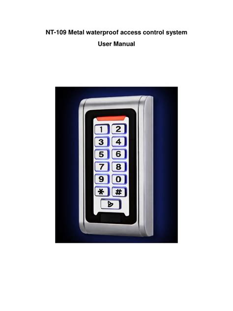 Nt 109 Metal Waterproof Access Control System User Manual Pdf