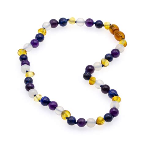 Collier Ambre Bébé Lapis Lazuli Améthyste Et Agate 123ambre