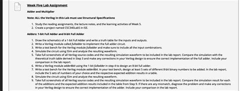 Solved Week Five Lab Assignment Adder And Multiplier Note All The