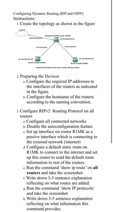 Solved Configuring Dynamic Routing RIP And OSPF Chegg Com