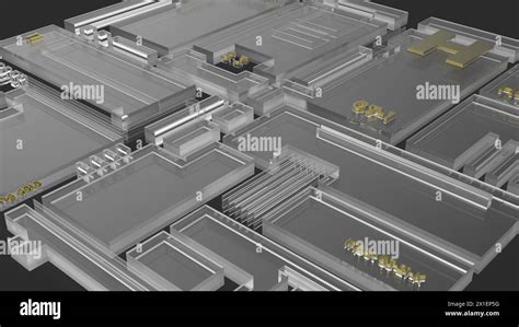 Abstract Block Diagram Of A Microchip Squared Shaped Design Abstract