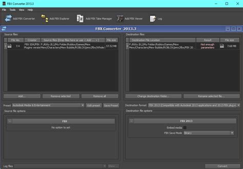 Fbx Converter 20133 Result Not Enough Parameters So When I Import