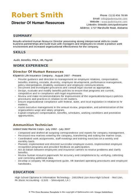 10 Director Of Human Resources Resume Samples And Templates For 2025