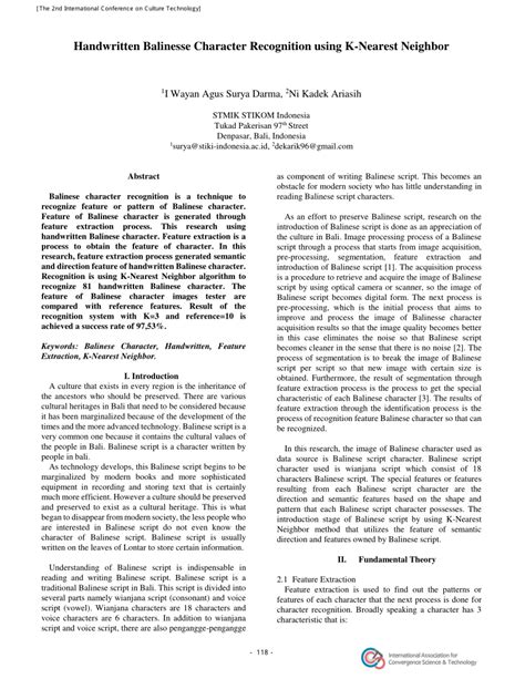 Pdf Handwritten Balinesse Character Recognition Using K Nearest Neighbor
