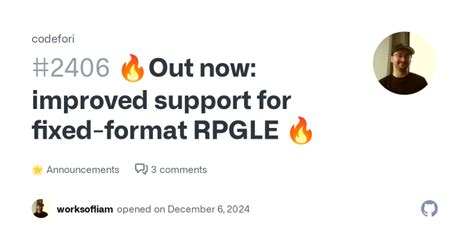 Liam Barry Allan On Linkedin 🔥coming Soon Improved Support For Fixed Format Rpgle 🔥 · Codefori