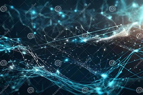 Abstract Digital Transformation Concept Featuring A Wave Of Moving Dots And Lines Visualization