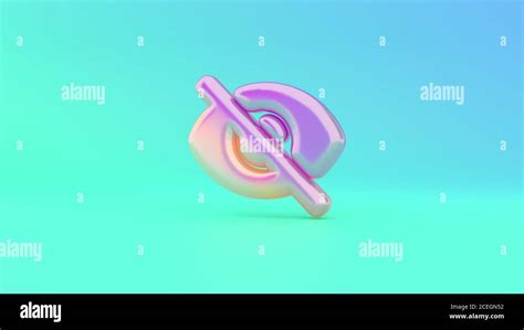 Colorful Vibrant 3d Rendering Puffed Symbol Of Open Eye With Slash On Colored Background With