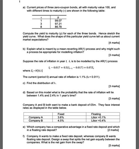Current Prices Three Zero Coupon Bonds All With Maturity Value 100 And