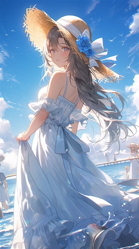 摄图网 600250494 海边戴帽子的女孩（企业商用）