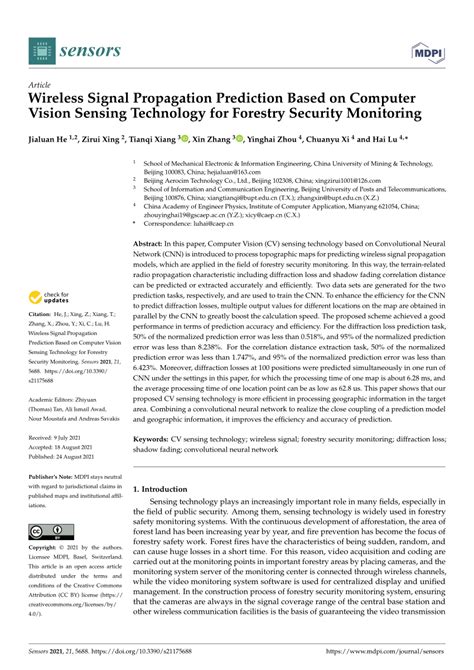 Pdf Wireless Signal Propagation Prediction Based On Computer Vision Sensing Technology For