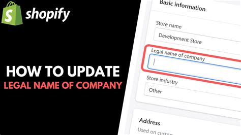 Shopify How To Update The Legal Name Of The Company Business YouTube