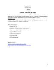 Understanding Geologic Structures And Maps Lab GEOL Course Hero