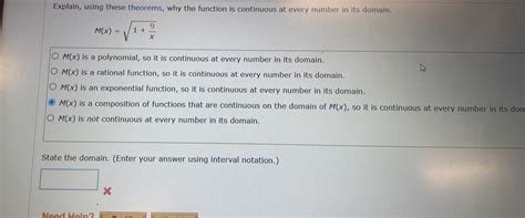 Solved Explain Using These Theorems Why The Function Is Continuous