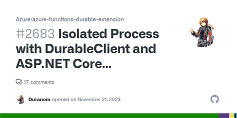 Isolated Process With Durableclient And Aspnet Core Integration Will Throw Exception On