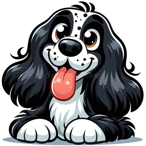 Drawing Of A Funny Black And White Cocker Spaniel Generative Ai Stock Image Image Of Portrait