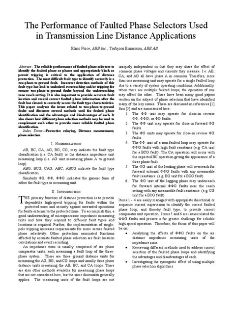 sa2008 000249 en the performance of faulted phase selectors used in transmission line distance