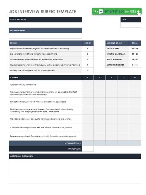 Rubric For Job Interview Pdf