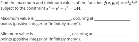 Solved Find The Maximum And Minimum Values Of The Function Chegg