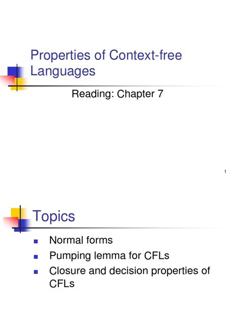 Properties Of Context Free Languages Reading Chapter 7 Pdf Syntax Logic Mathematical Logic