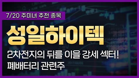 2차전지의 뒤를 이을 강세 섹터폐배터리 관련주 성일하이텍 Youtube