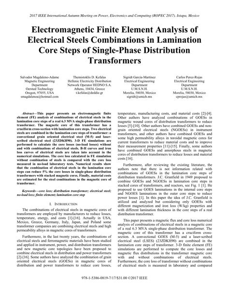 Pdf Electromagnetic Finite Element Analysis Of Electrical Steels Combinations In Lamination